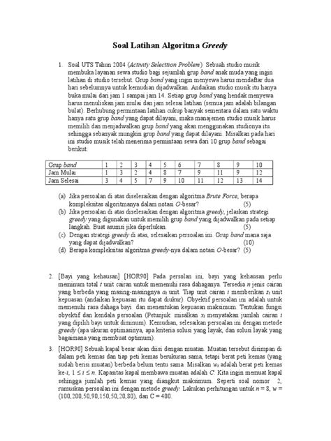 Soal Latihan Algoritma Greedy Pdf
