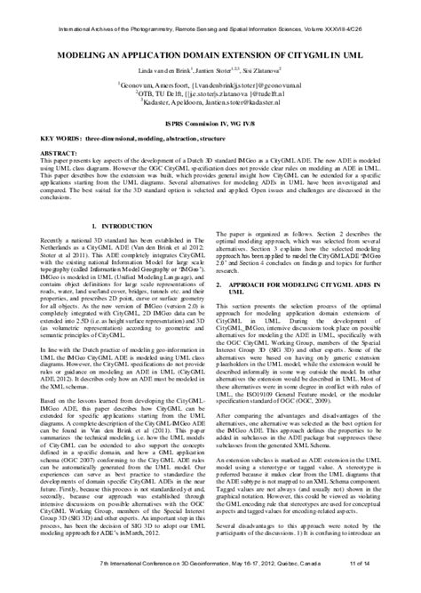 Pdf Modeling An Application Domain Extension Of Citygml In Uml