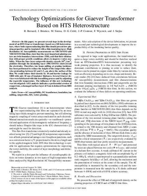 Pdf Technology Optimizations For Giaever Transformer Based On Hts Heterostructure Denis