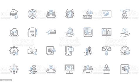 회사 라인 아이콘 컬렉션을 신뢰합니다 보안 신탁 자산 부동산 투자 무결성 보호 벡터 및 선형 그림 신뢰성 기밀성 규정 준수 개요 표지판 세트 아이콘에 대한 스톡 벡터 아트