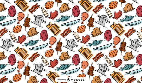 Bbq Elements Pattern Design Vector Download