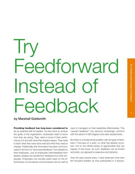 Try Feedforward Instead Of Feedback Gazelles