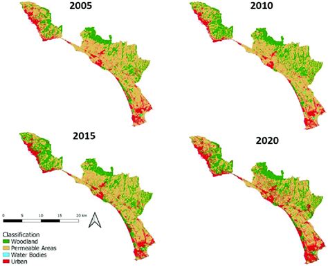 Land Cover Classification By Rf Algorithm Years 2005 2010 2015 And Download Scientific