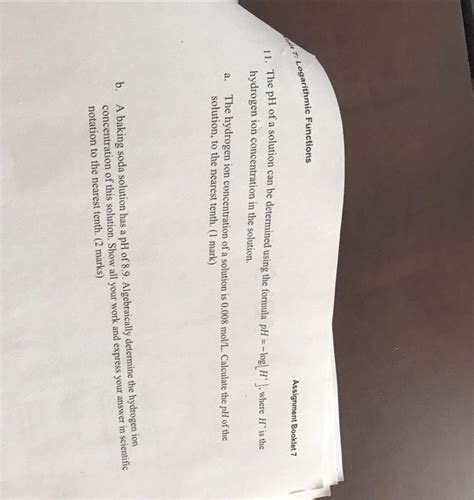 Solved It 7 Logarithmic Functions Assignment Booklet 7 11