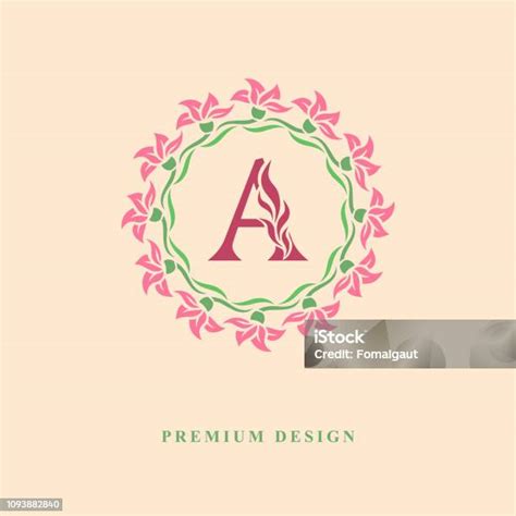 꽃의 색 화 환입니다 모노 그램 디자인 우아한 템플릿입니다 붓글씨 우아한 라인 아트 로고 디자인입니다 대문자 상징 기호 A 로열티 비즈니스 카드 부 띠 끄 보석 벡터