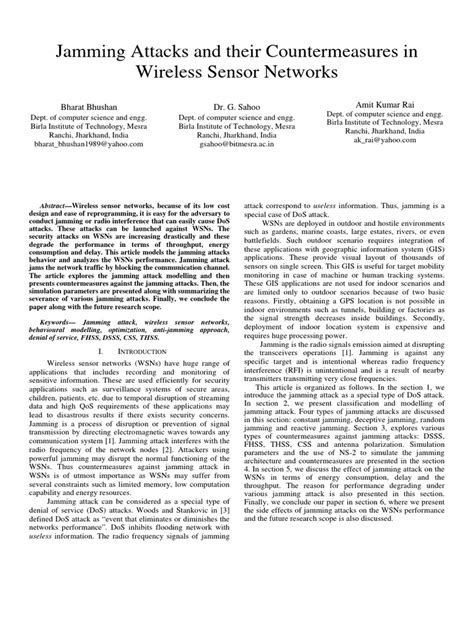 Jamming Attacks And Their Countermeasures In Wsn Pdf
