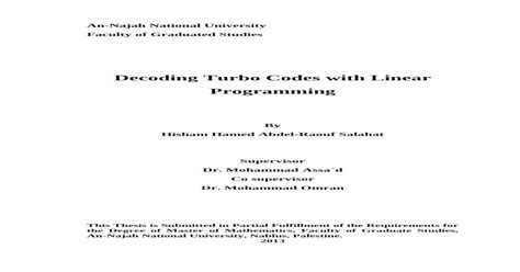 Download Pdf Decoding Turbo Codes With Linear Programmingdecoding