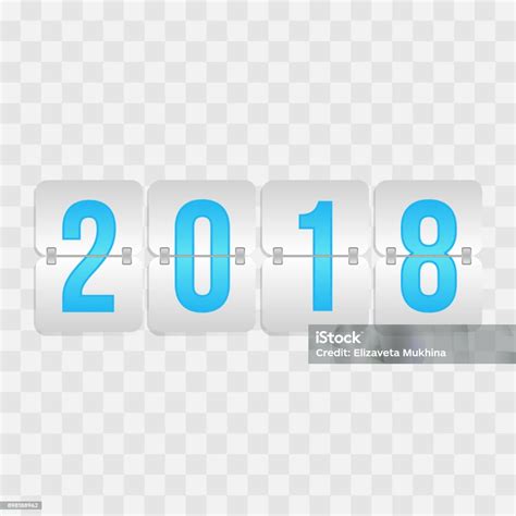 2018 행복 새 해 점수 판 아이콘입니다 겨울 휴가 벡터 플립 기호 축 하 장식 일러스트 레이 션 디자인에 대 한 투명 한 바탕에 파란색과 회색 그라데이션 기호 0명에
