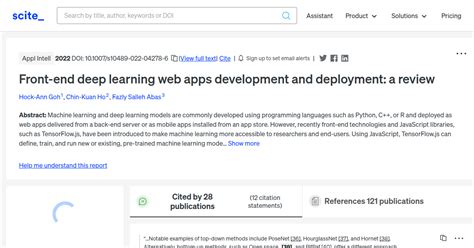 Front End Deep Learning Web Apps Development And Deployment A Review Scite Report