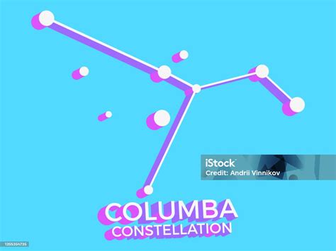 콜롬바 별자리 3d 기호 파란색 배경에 등색 스타일별 아이콘 별과 은하의 클러스터 벡터 일러스트레이션 3차원 형태에 대한 스톡
