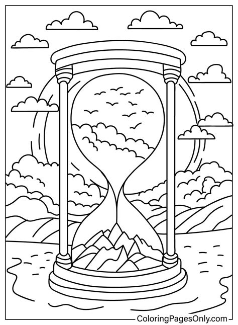 Hourglass With The Sun Moon And Clouds Inside Free Printable