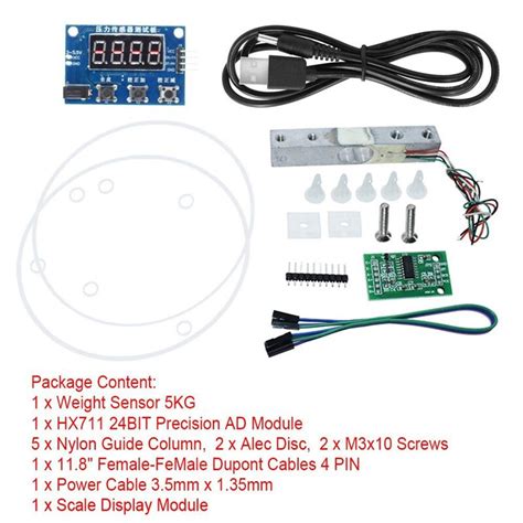 Hx711 중량 센서 모듈 키트 디지털 로드 셀 중량 센서 Ad 모듈 Arduino 스케일 디스플레이 모듈 용 5kg 스케일 부속품 And 부속