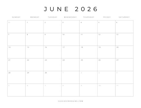 Free Printable 2026 Blank Calendar Templates All 12 Months