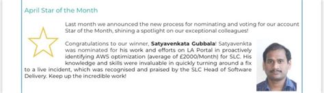Satya Gubbala On Linkedin Im Happy To Share That Ive Been Nominated And Awarded As The Star Of