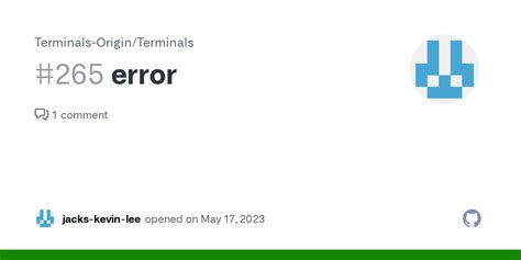 Error · Issue 265 · Terminals Originterminals · Github