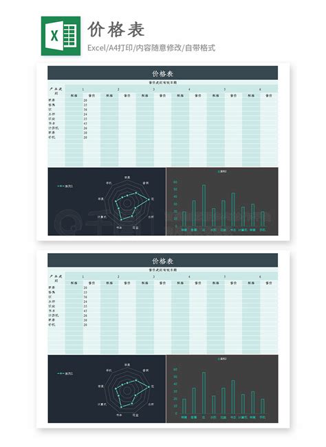 Excelexcel模板 价格表 模板免费下载 Xlsx格式 324像素 编号27014911 千图网