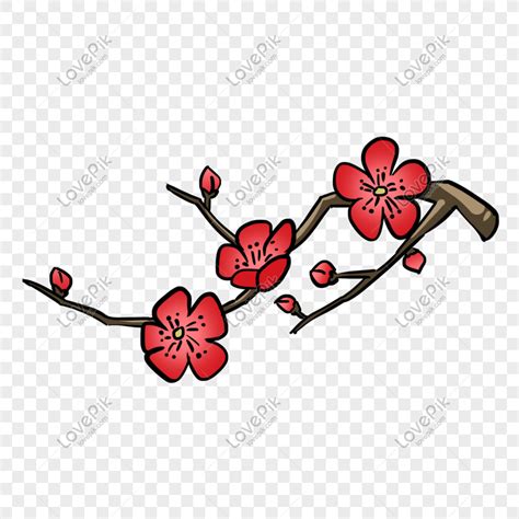 매화 붉은 매화 일러스트 벡터 Png 일러스트 무료 다운로드 Lovepik