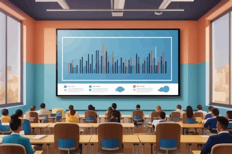 Premium Vector Slides On A Big Screen Class Business Meeting