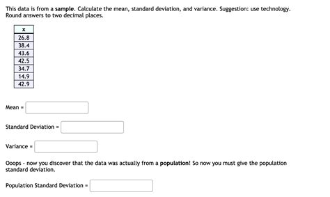 Solved This Data Is From A Sample Calculate The Mean Chegg Com
