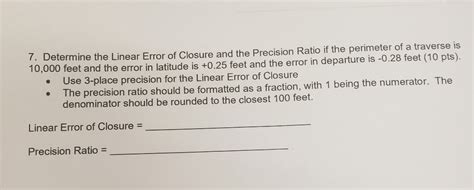 Determine The Linear Error Of Closure And The Chegg