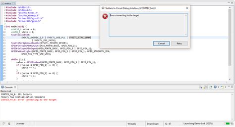 Tm4c123gh6pm Unable To Connect To The Target Device Arm Based Microcontrollers Forum Arm