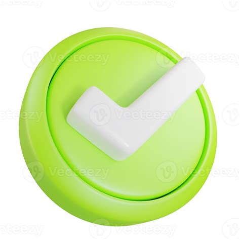 Green Check Mark Button Conrrect 3d Icon 40492473 Png