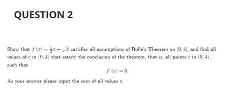 solved theorem rolle s theorem iff is a function defined