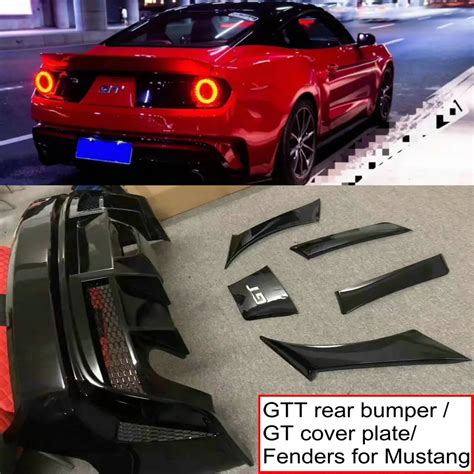 Abs Gtt 스타일 자동차 리어 범퍼 디퓨저 립 사이드 펜더 Gt 로고 커버 플레이트 포드 머스탱 2015 2019