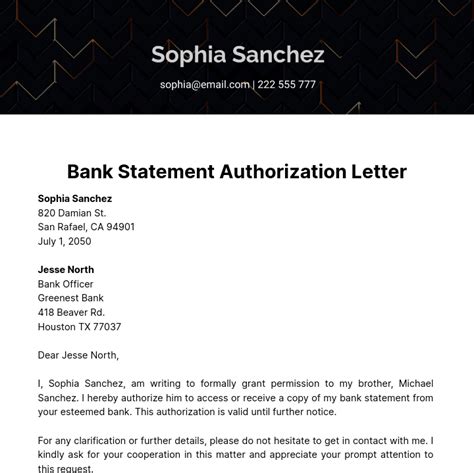 Free Bank Statement Authorization Letter Template To Edit Online