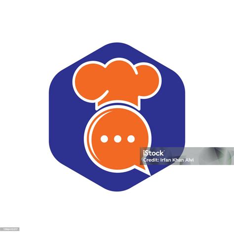 셰프 토크 벡터 로고 디자인 모자 밥솥과 채팅 기호의 그림 공동체에 대한 스톡 벡터 아트 및 기타 이미지 공동체 기포