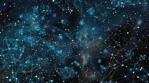 Dive Into The Interconnected Cosmos Using Blue Lines Nodes And Space Elements Aig53m Stock