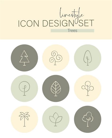 Premium Vector Linestyle Icon Design Set Trees