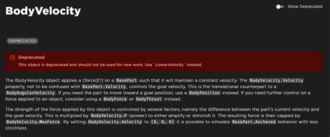 Does It Matter If I Use Bodyvelocity Even Though Its Deprecated Scripting Support Developer