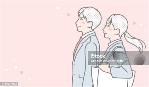 정장과 벚꽃을 입은 남성과 여성의 벡터 일러스트 레이 션 소재 기대에 대한 스톡 벡터 아트 및 기타 이미지 기대 사회 문제 20 29세 Istock