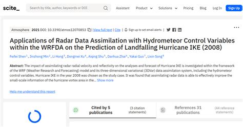 [citation Report] Applications Of Radar Data Assimilation With Hydrometeor Control Variables