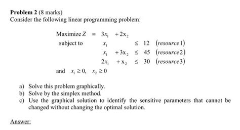 Solved Problem Marks Consider The Following Linear Chegg