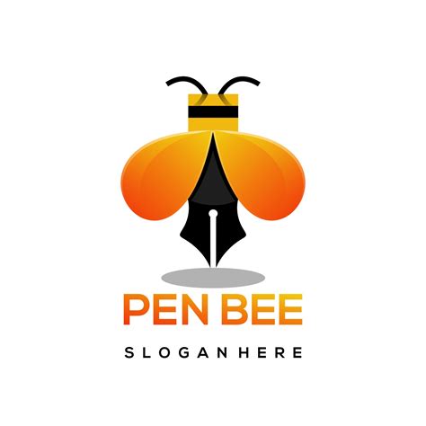 Logo Pen Bee Colorful Gradient 2219691 Vector Art At Vecteezy