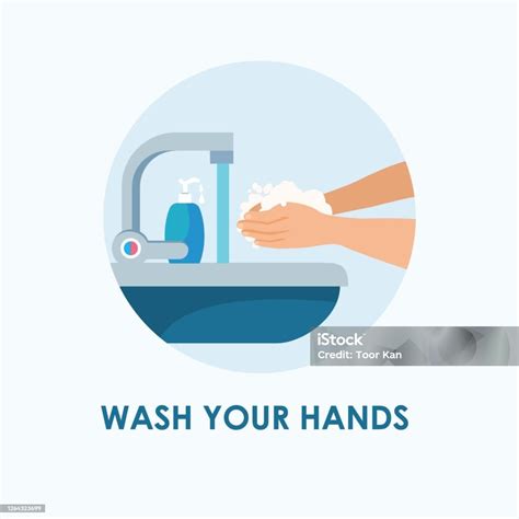 접착제 손 표지판 통지 자체 씻어주세요 인쇄 포스터 개인 위생 질병 예방 및 의료 손 기호 아이콘 배너 벡터를 씻어 주세요 보호 바이러스 손 씻기에 대한 스톡 벡터 아트 및
