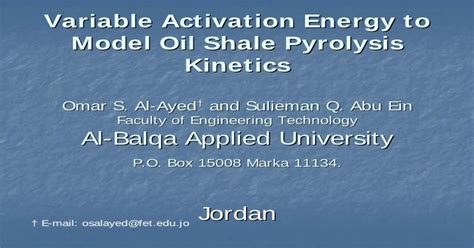 Pdf Variable Activation Energy To Model Oil Shale Pyrolysis · Variable Activation Energy