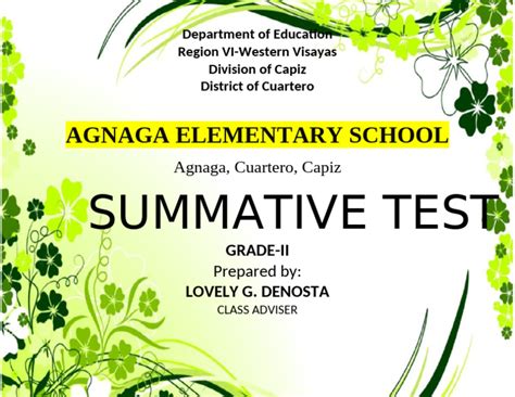 Summative Test Cover Pages Pdf