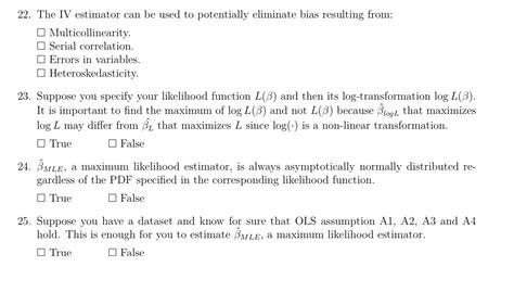 Solved 22 The Iv Estimator Can Be Used To Potentially