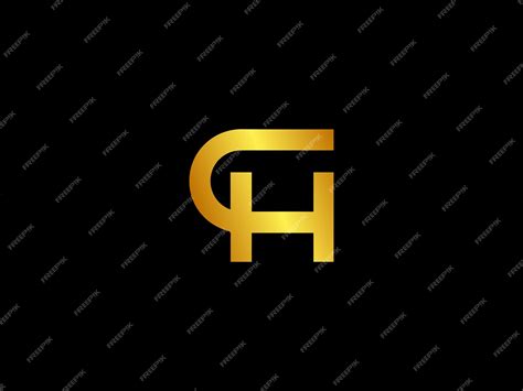 검정색 배경에 금색 글자 C와 H 프리미엄 벡터