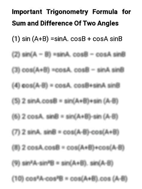 SOLUTION Trignometry Formulas List Of Tricks And Identities Studypool