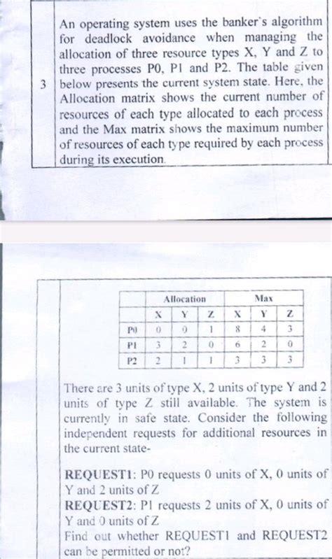 An Operating System Uses The Bankers Algorithm For Deadlock Avoidance