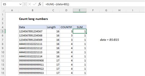 Count Long Numbers Excel Formula Exceljet