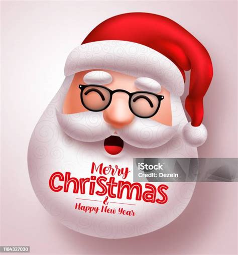 크리스마스 산타 클로스 벡터 디자인입니다 긴 수염과 메리 크리스마스 인사말 텍스트산타 클로스 행복한 얼굴 산타 클로스에 대한 스톡 벡터 아트 및 기타 이미지 Istock