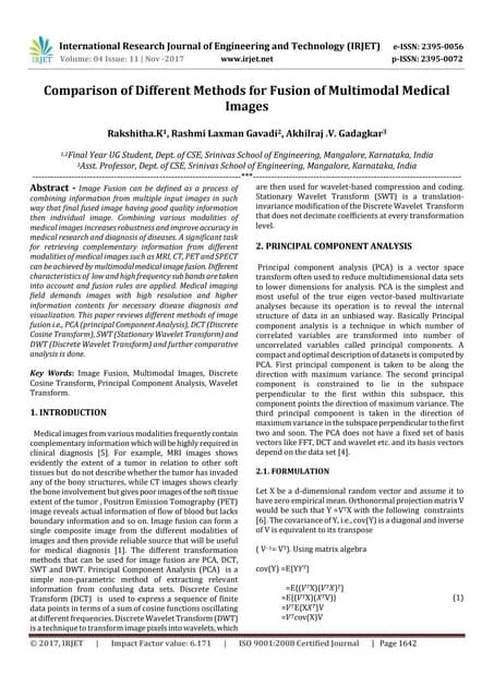 Comparison Of Different Methods For Fusion Of Multimodal Medical Images Pdf