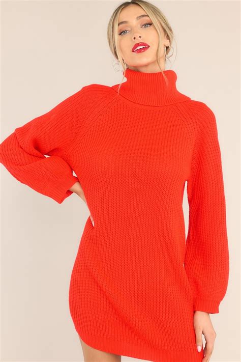 Adorable Red Sweater Dress Keep Me Cozy Red Dress