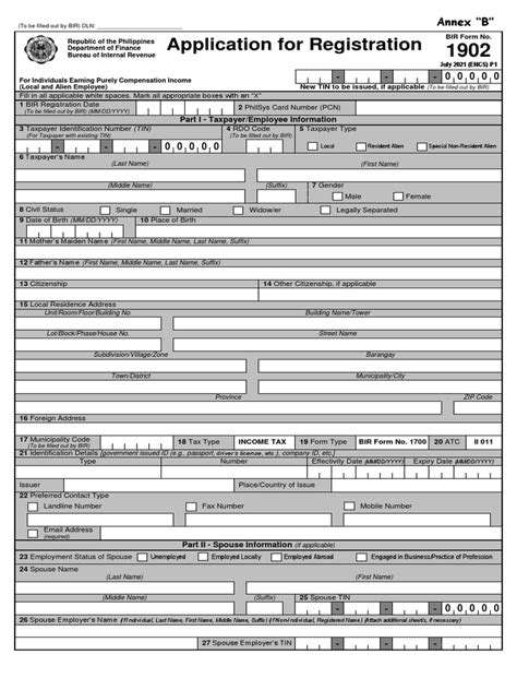 Bir Form 1902 New Version Pdf Identity Document Employment