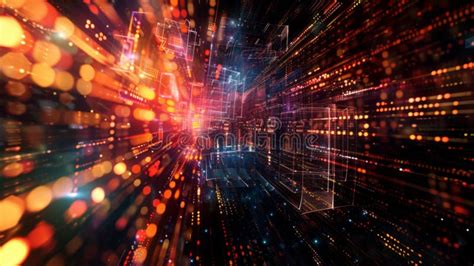 Abstract Data Stream With Vibrant Orange And Red Lights Stock Image Image Of Tech Cyberspace